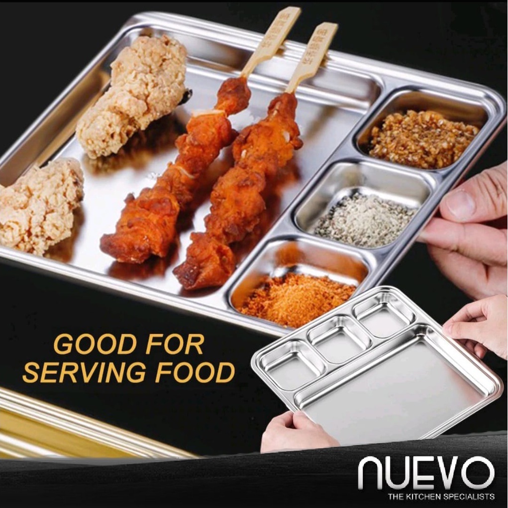 [ 20cm x 21cm ] SUS304 Stainless Steel 4 Grid Compartment Korean Style ...