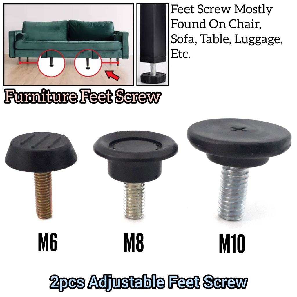 2pcs Adjustable Chair Screw M6, M8, M10 For Home Chair Table Sofa ...