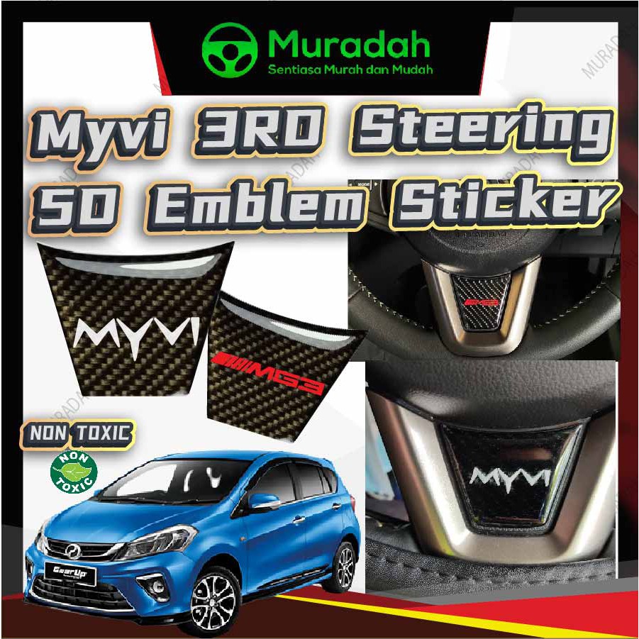 [ReadyStock]High Grade Carbon Fiber 5D Emblem Sticker Untuk Steering ...