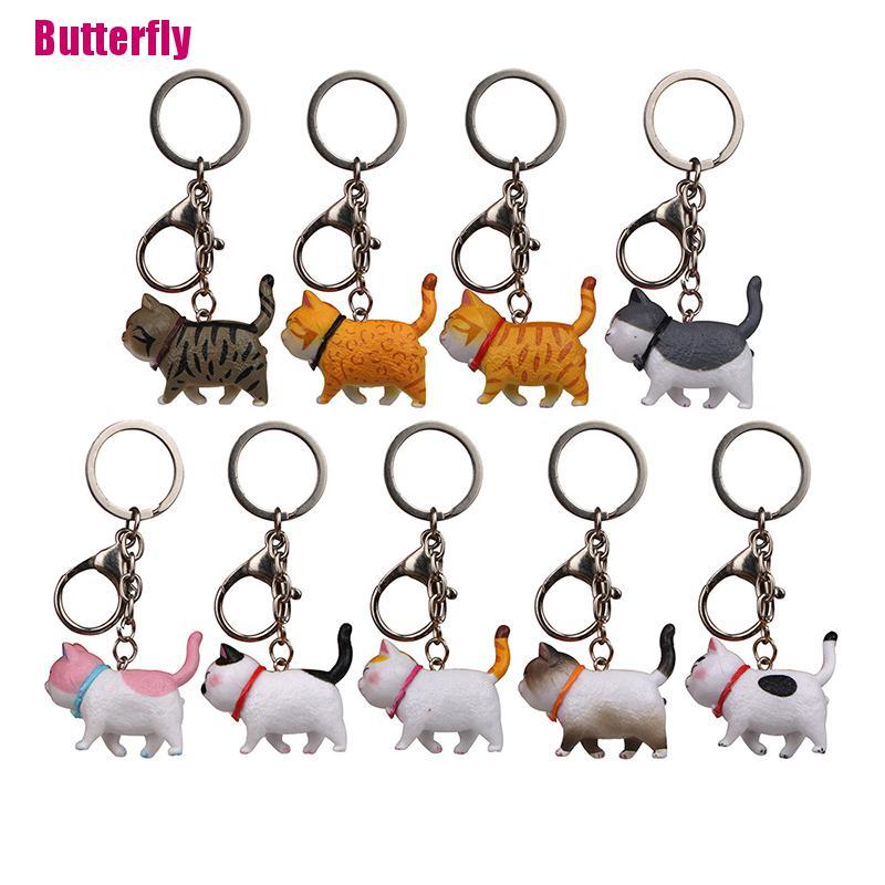 Butterfly~~Cute Cartoon Cat Pendant Key Rings Kitten Cat Key Chain ...