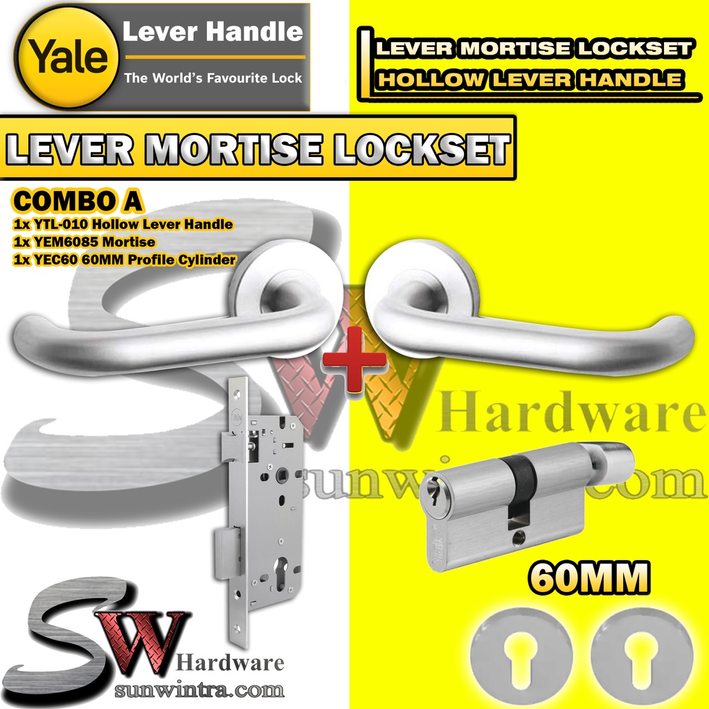 [Original] YALE YML-YK-SN022SS LEVER MORTISE LOCKSET COMPLETE SET 70MM ...