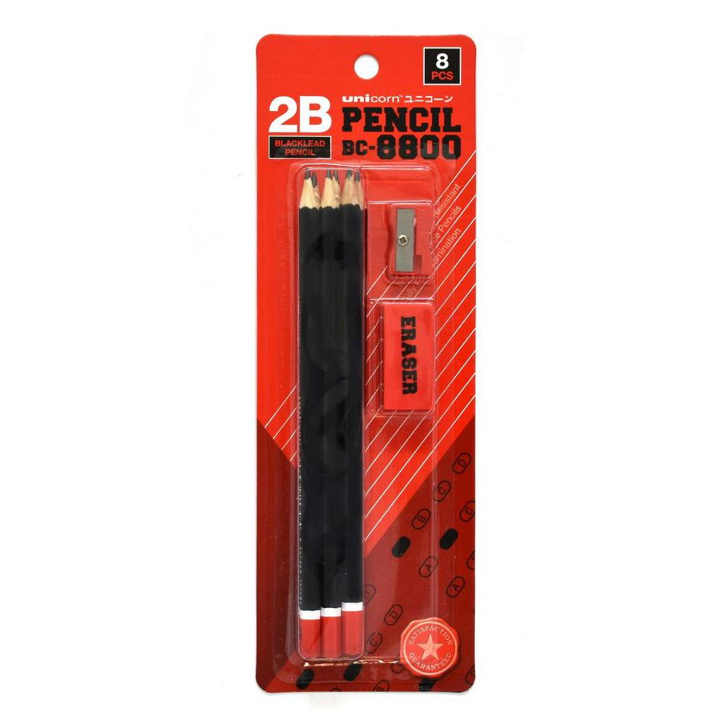 UNICORN 2B PENCIL BK/RED BC-8800-6'S | Shopee Malaysia