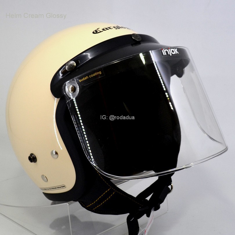 Retro Cargloss Cream Helmet Plus Visor FLAT BENING Clear Weight 1kg ...