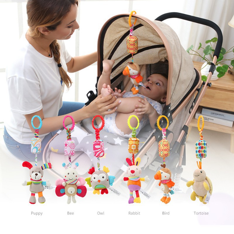 Baby Lathe Hanging Ring Animal Rattle Toys Crib Hanging Baby Stroller ...