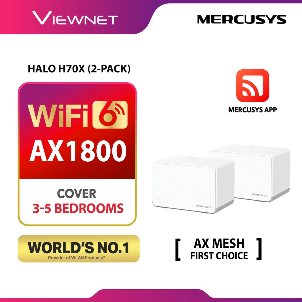 Mercusys Halo H70x 2 Pack H70x 3 Pack Ax1800 Whole Home Mesh Wifi