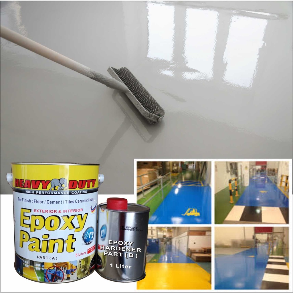 5L HEAVY DUTY EPOXY WATERPROOF FLOOR PAINT ( 5L ) [ Include Hardener ] CAT LANTAI COATING ...