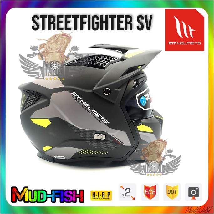 TOPI KELEDAR MT STREET FIGHTER SV ST-19X B2 MATT GREY GRAY FULLFACE ...