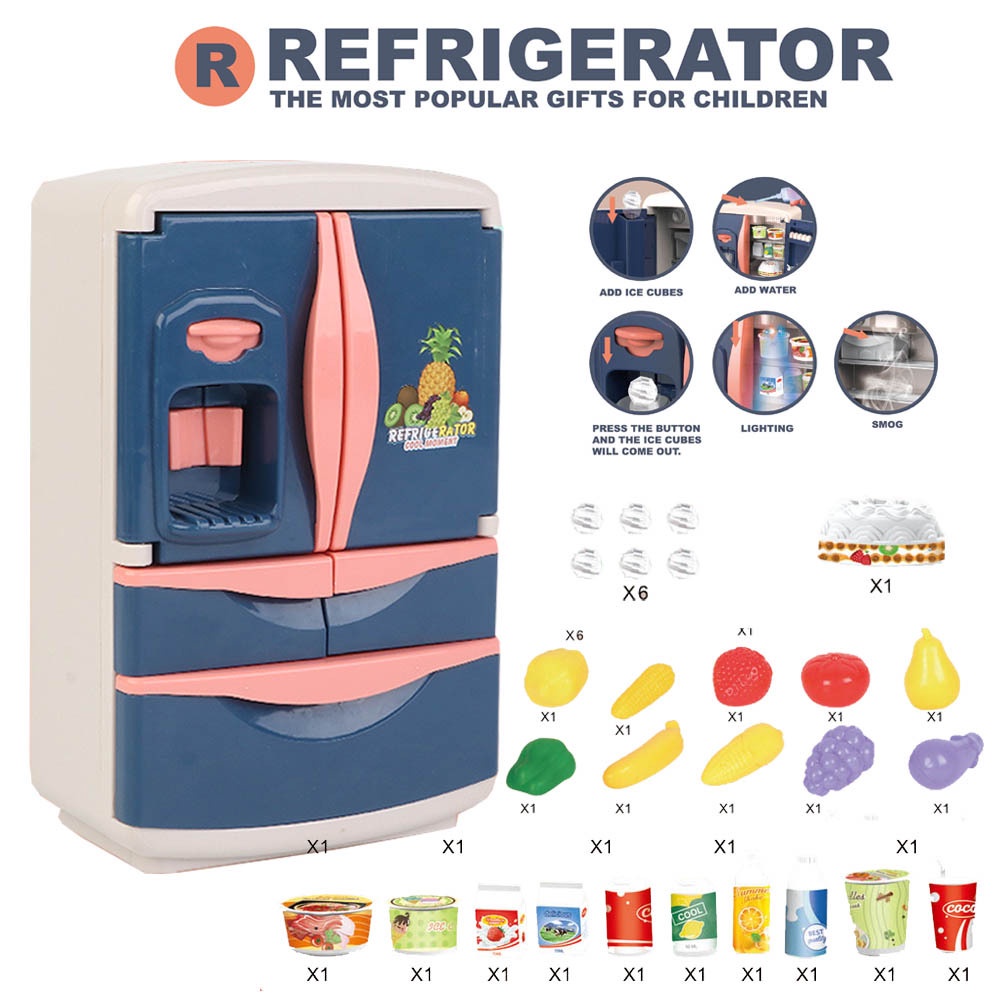 Kids Magic Refrigerator Fridge Toy Simulation With Music Lighting Mist ...