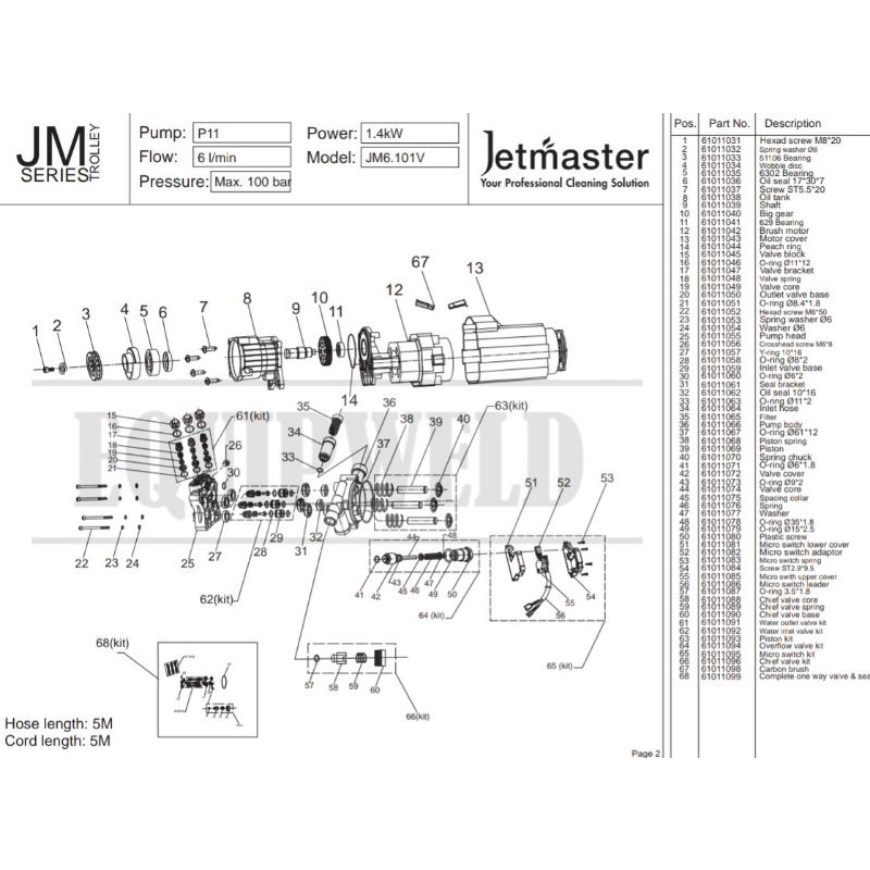 SPARE PART - JETMASTER BRUSH MOTOR / WOBBLE DISC FOR JM6.101V HIGH ...