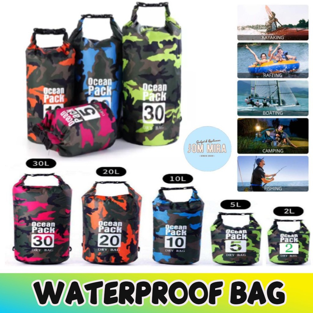 Camo 2L / 5L / 10L /15L / 20L / 30L Dry Bag Waterproof Diving Bag Travel Waterproof Dry Bag for ...