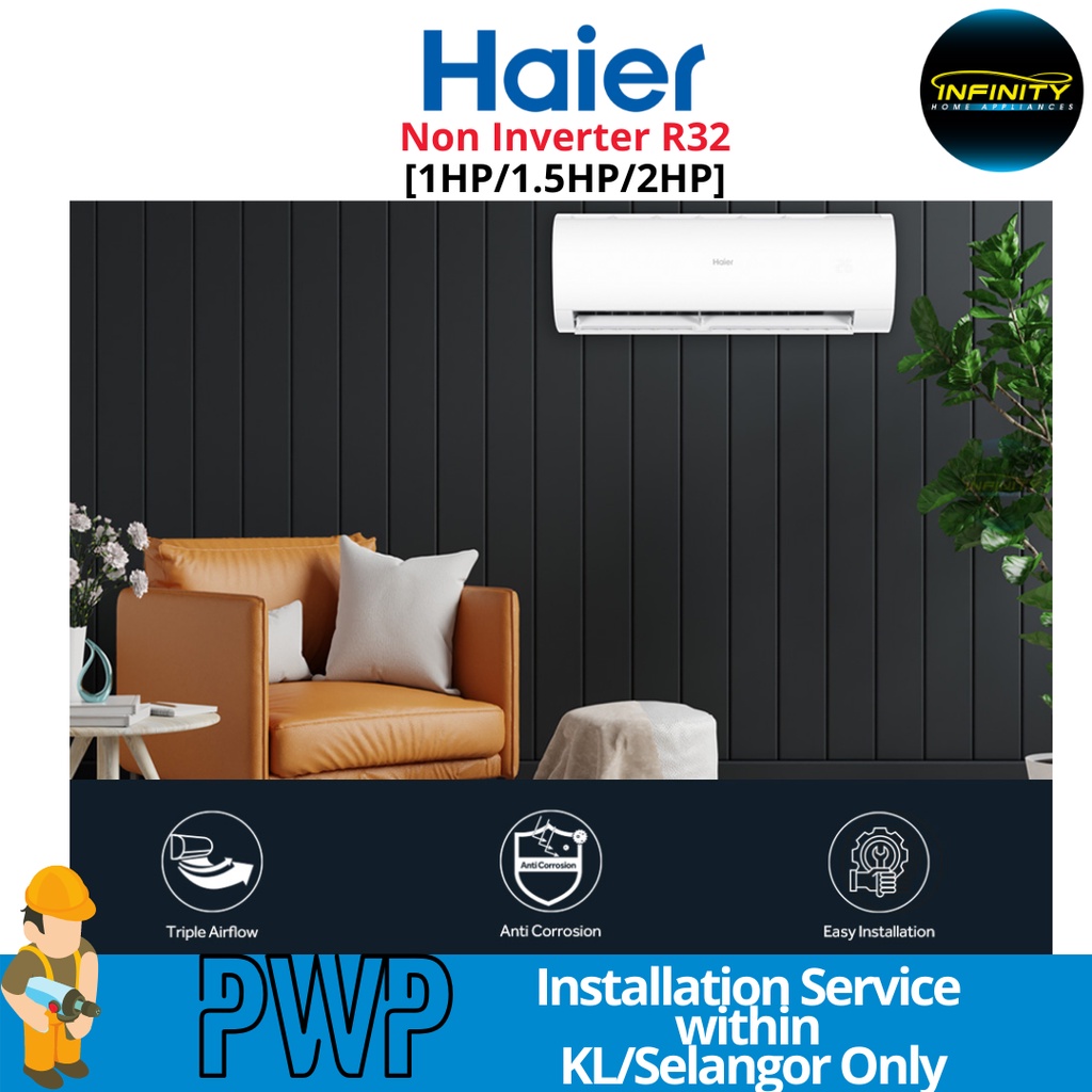Haier Non Inverter 1HP, 1.5HP & 2HP R32 Non Inverter Air Conditioner 1.0HP Aircond | Shopee Malaysia