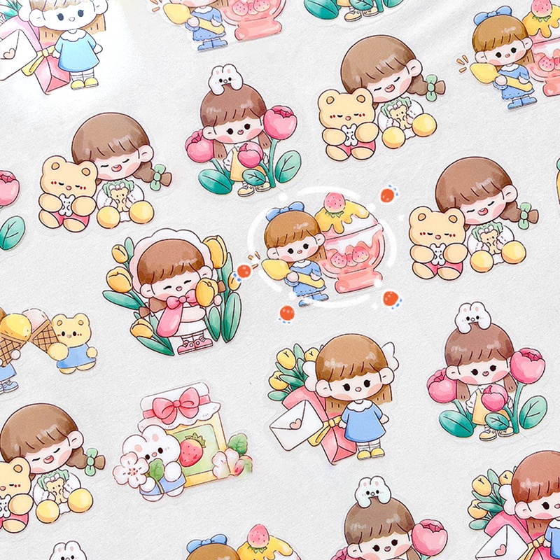 24 Pcs Cartoon Cute Girl Sticker Pack Mixed-Pattern PVC Sticker ...