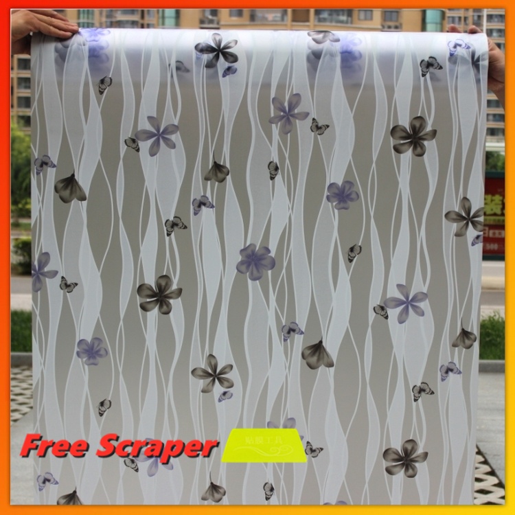 Purple Flower Window Tinted Film Privacy Frosted Glass Window Shading ...