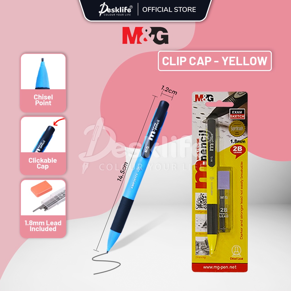 Desklife M&G 1.8mm Mechanical Pencil Khat Pensel Calligraphy Pen + 2B ...