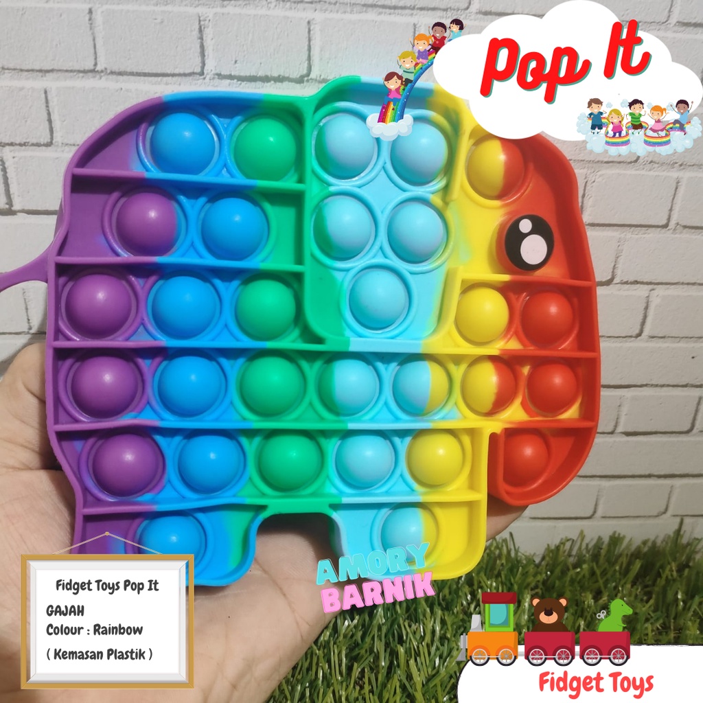 (Elephant - Rainbow) Squishy Kids Toys Fidget Toys Pop It / Popit ...