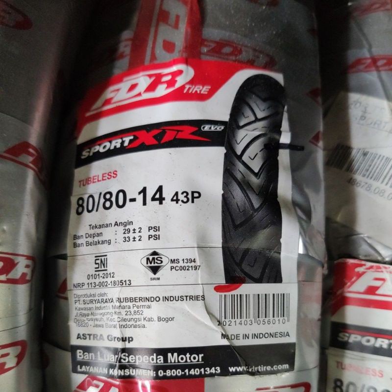 TAYAR SKUTER FDR SPORT XR EVO 80/80-14 > 140/70-14 TL (2020) (NVX ...