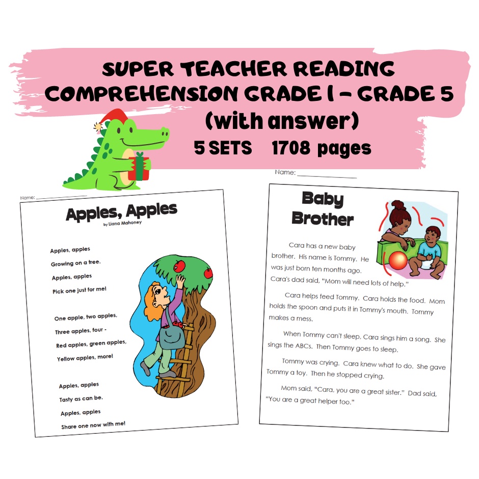 A139 - Printable Super Teacher Reading Comprehension 5 sets 1708 pages ...