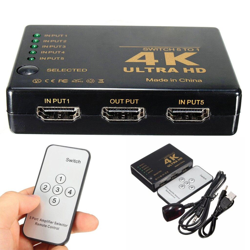 5 / 3 Ports Ultra HD 4K x 2K HDMI Switch Adapter Selector With IR ...
