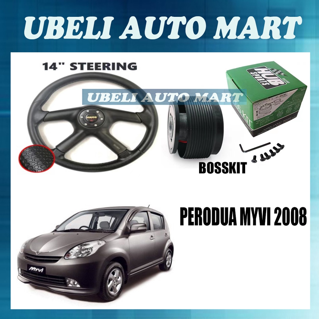 PERODUA MYVI 2008 14'' MOMO STEERING WHEEL 4 KAKI WITH BOSSKIT SET ...