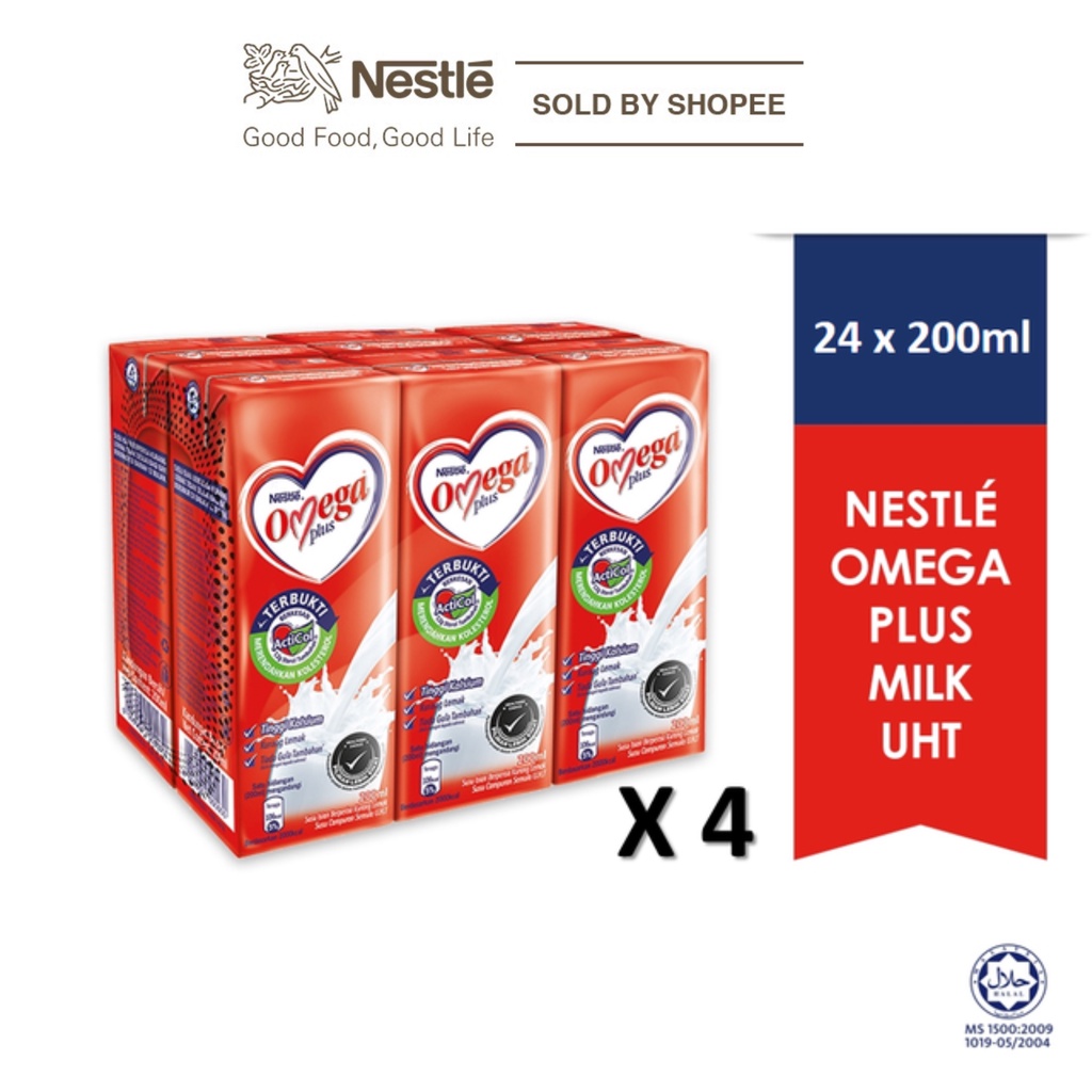 NESTLE OMEGA Plus UHT Plain Milk (200ml x 24pcs) - | Shopee Malaysia