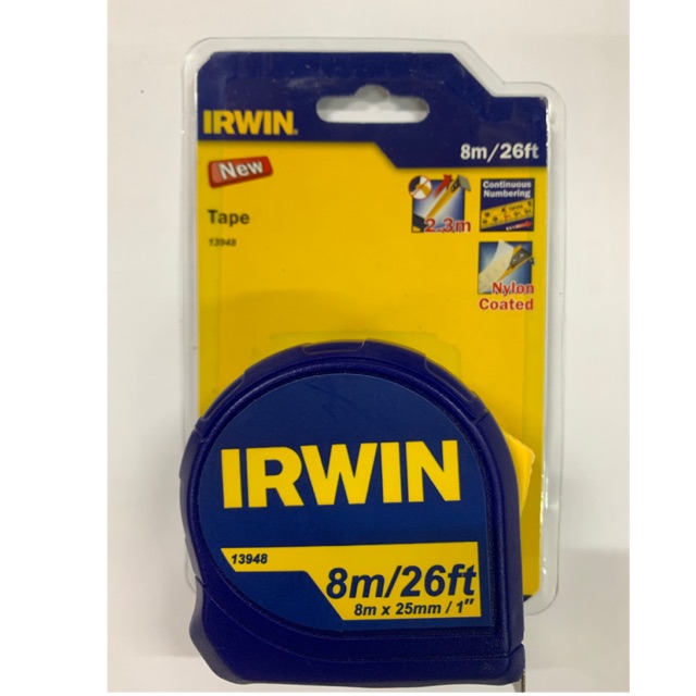 100% IRWIN NYLON COATED MEASURING TAPE 8M / 26' #13948 (MADE IN USA ...