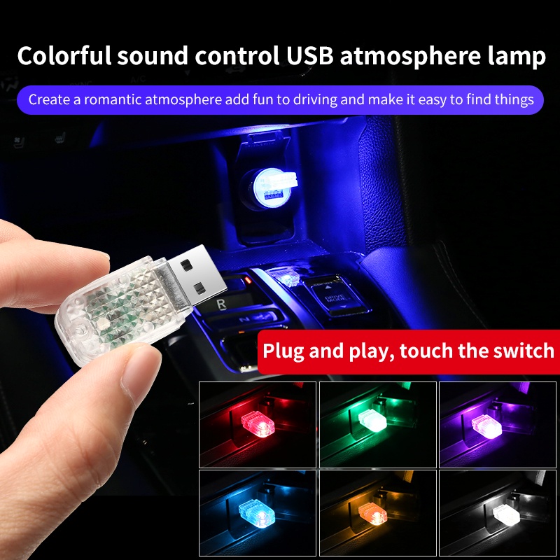 USB Light Car Mood Light Sound Control USB Atmosphere Lamp | Shopee ...