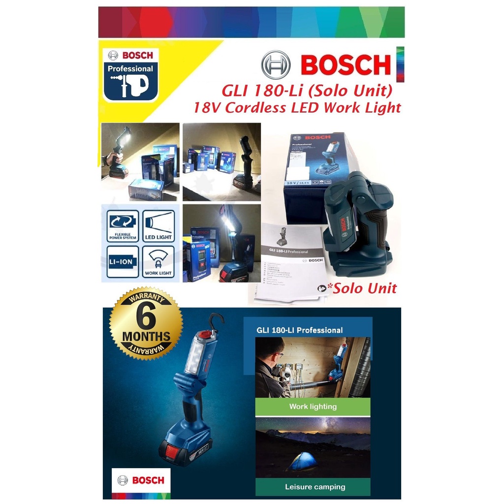Bosch GLI 18V Cordless LED Work Light Torch (Solo) | Shopee Malaysia