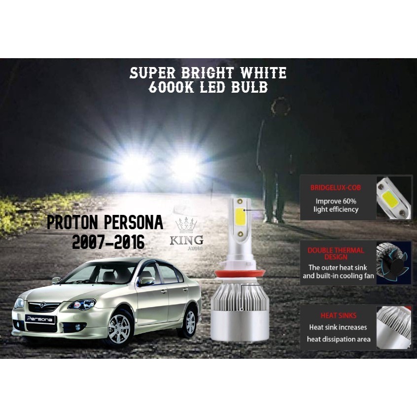 Proton Persona 2007-2016 C6 LED Light Bulb 6000K White 1Pair 2pcs Car ...