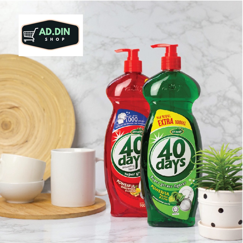 🔥 Pencuci Pinggan 40Days Dishwash 1000ml & 500ml [Pandan Lime & Serai ...