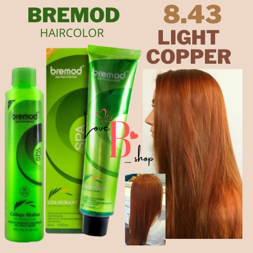 BREMOD 8.43 LIGHT COPPER HAIR COLOR WITH OXIDIZING CREAM 100ML | Shopee ...
