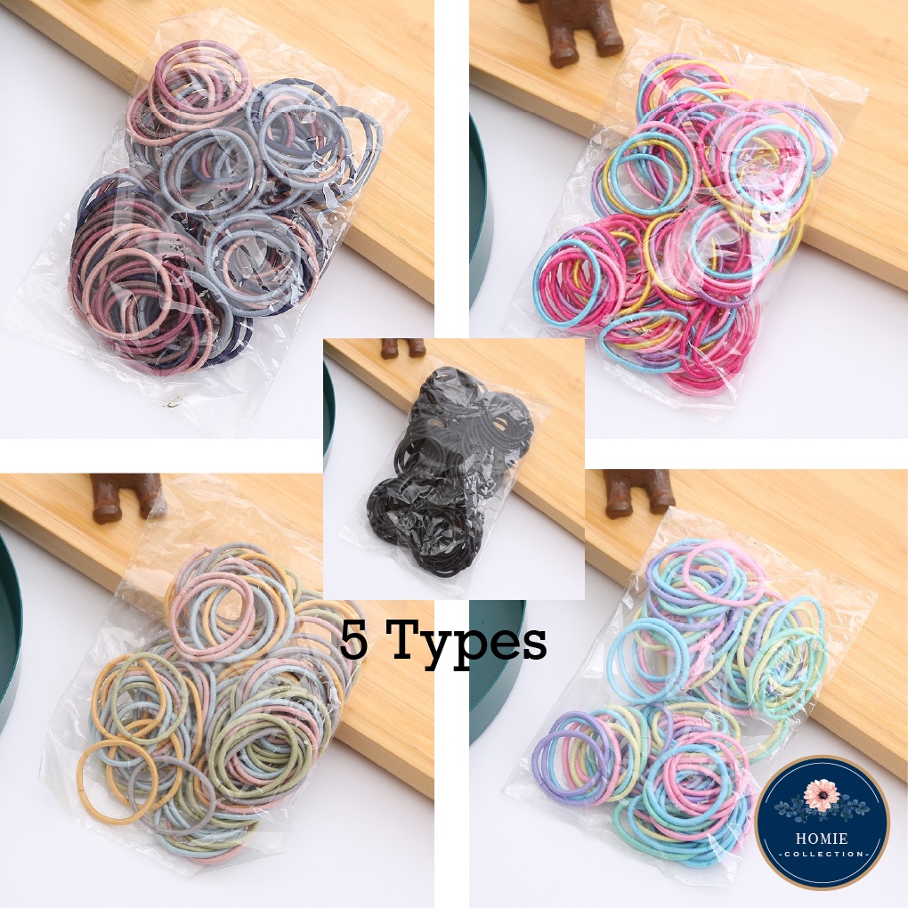 100PCS Elastic Rubber Hair Ties | Fashion Hairband Getah Rambut | Hair ...