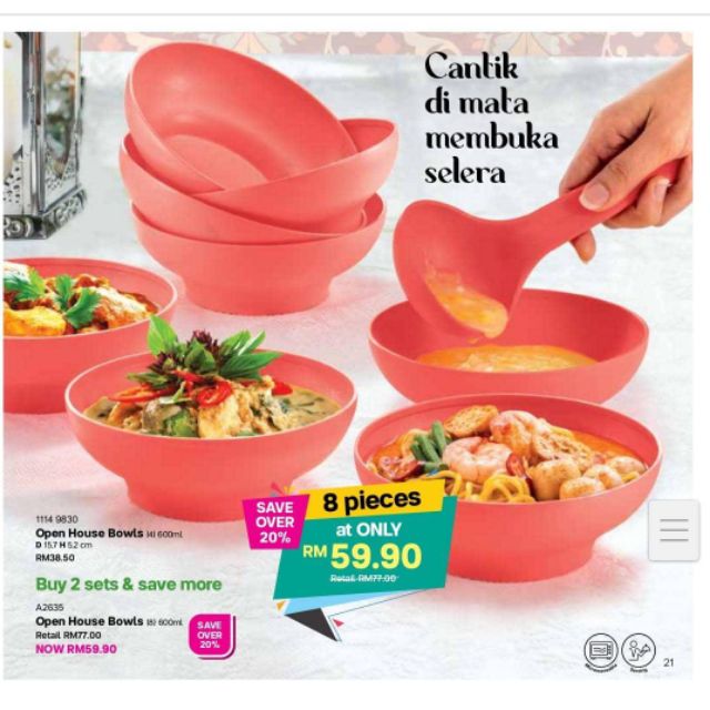 Tupperware Open House Bowl 600ml (4pcs) | Shopee Malaysia