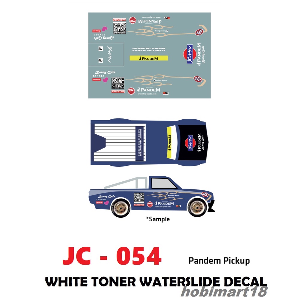 JC054 - PANDEM PICKUP White toner waterslide decals Hotwheels 1:64 ...