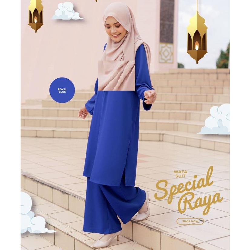 PLUS SIZE Suit Umrah Warfa Breastfeed Royal Blue White Pink Yellow ...