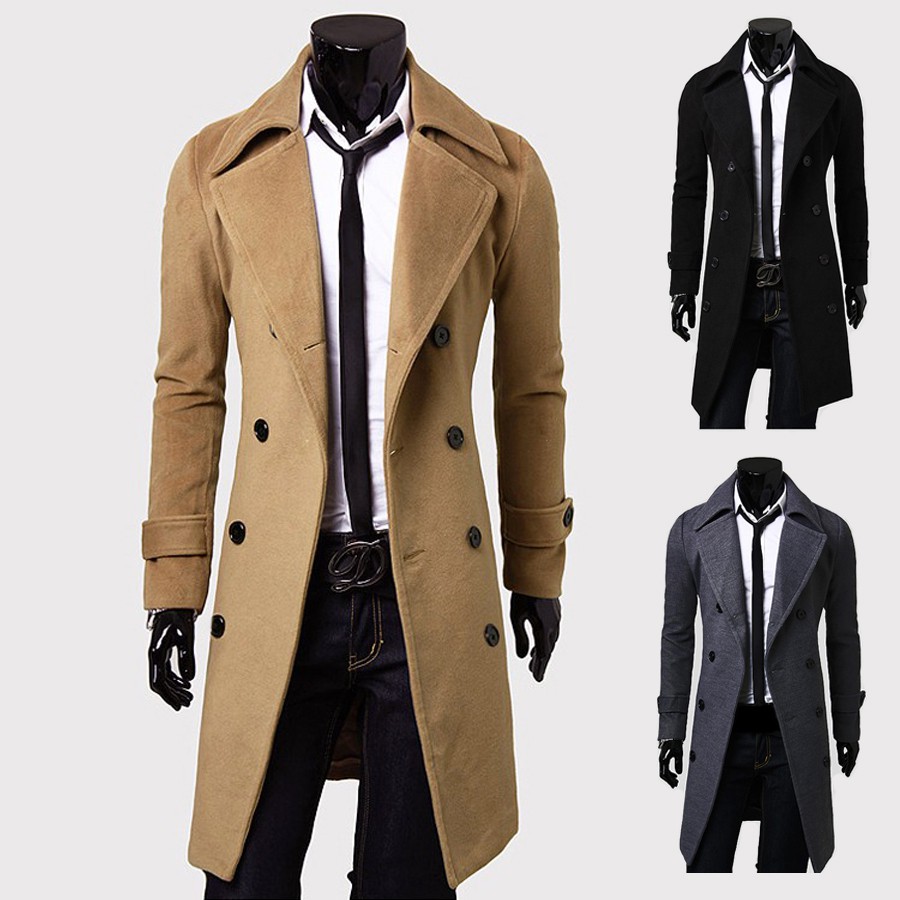 Autumn Winter Men's Overcoat Fasion Cool Casual Woolen Long Coat Slim ...