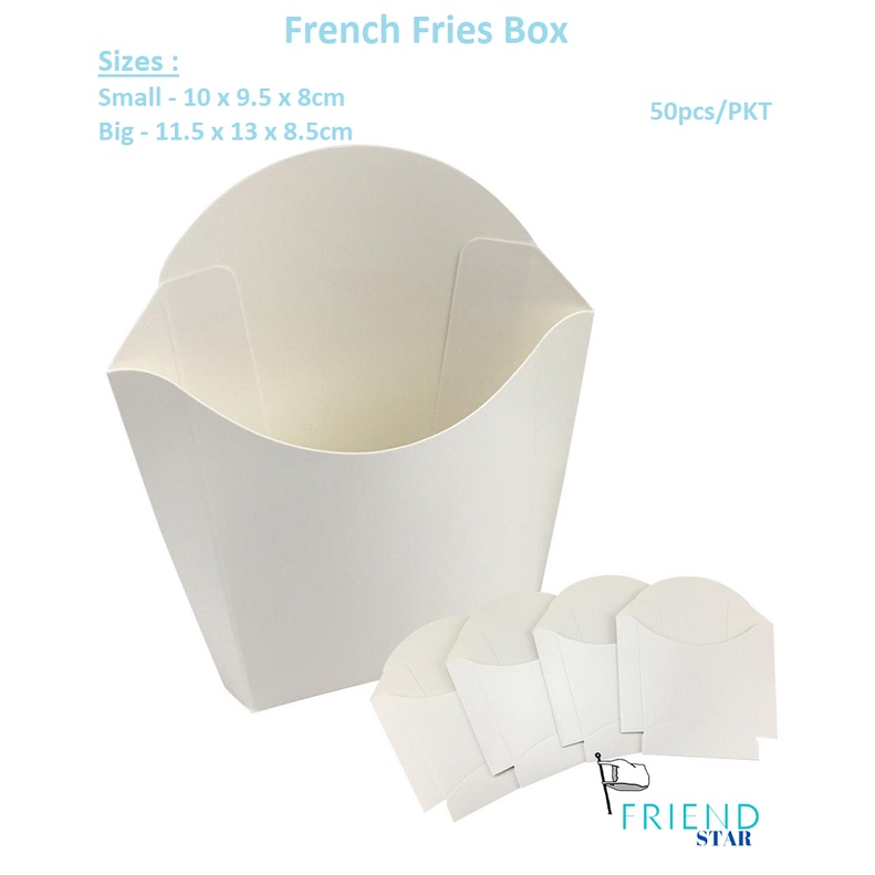 [50pcs] White French Fries Box / Popcorn Chicken Box / Snacks Box ...