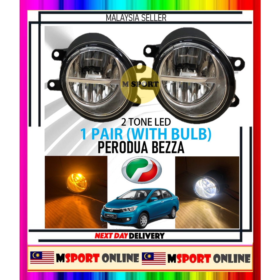 (1 Pair) PERODUA BEZZA 2016-2020 LED 2 Dual Colour Fog Lights Foglamp ...