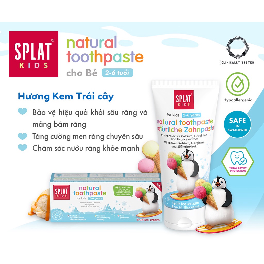 Splat Kids Toothpaste for Children 2-6 Years Old Fruit Cream Flavor ...