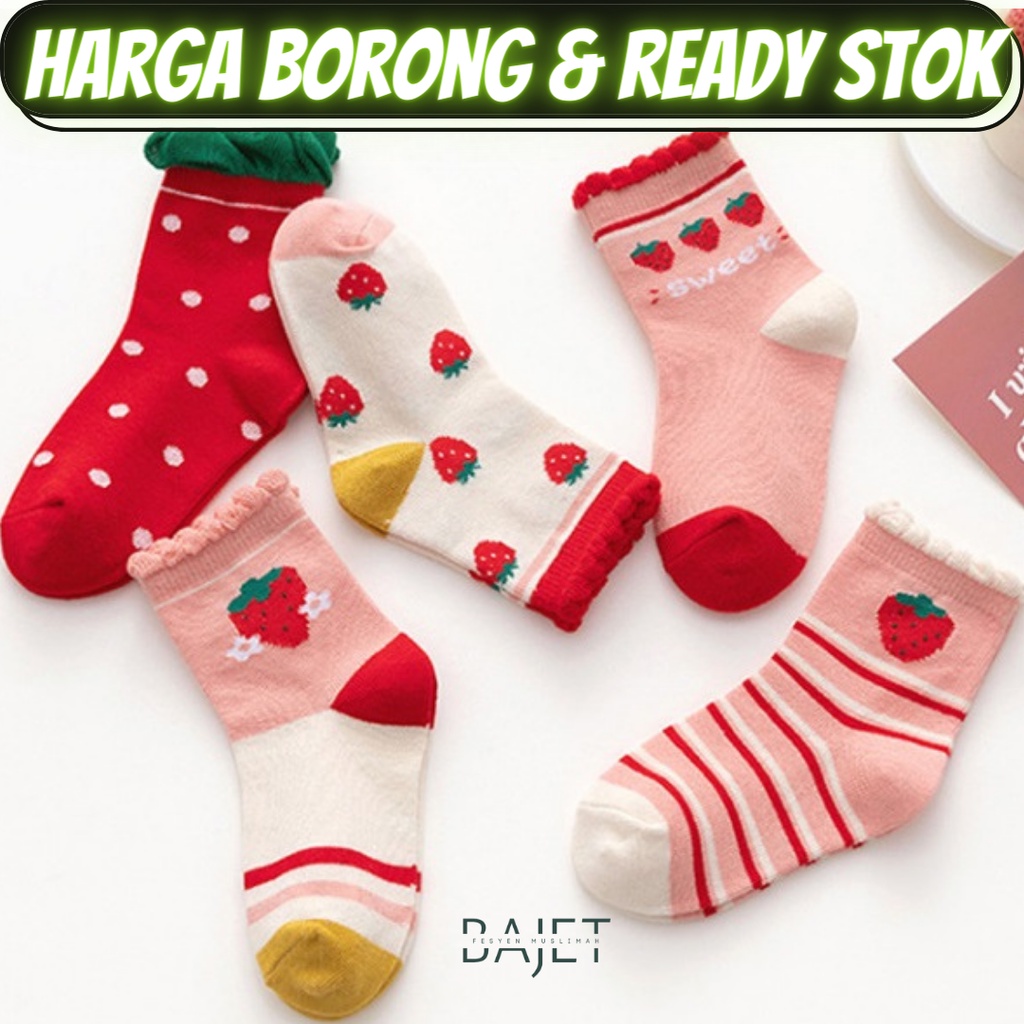 Sarung Kaki Budak Stokin Strawberi Buah-Buahan Stokin Kanak Comel ...