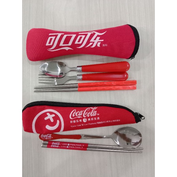 China Coca Cola Coke Cultery Set Chopsticks & Spoon & Fork | Shopee ...