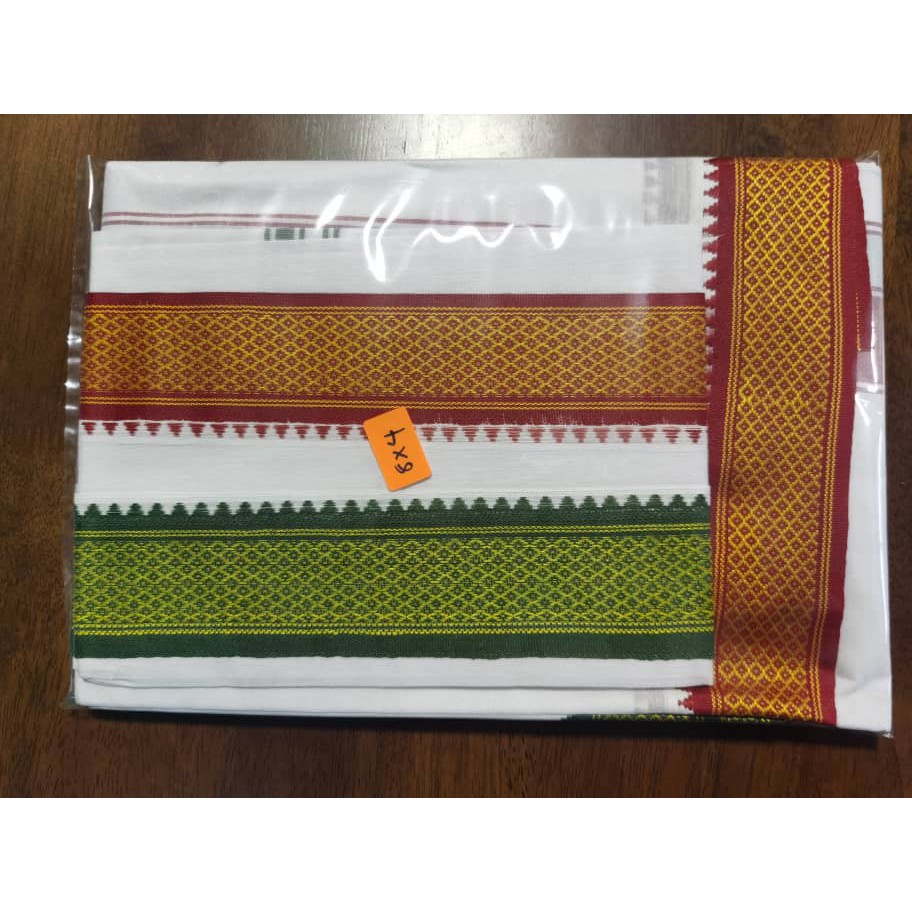 INDIAN TRADITION VESHTI POLYESTER 8 X 4 ( WHITE COLOR ) | Shopee Malaysia