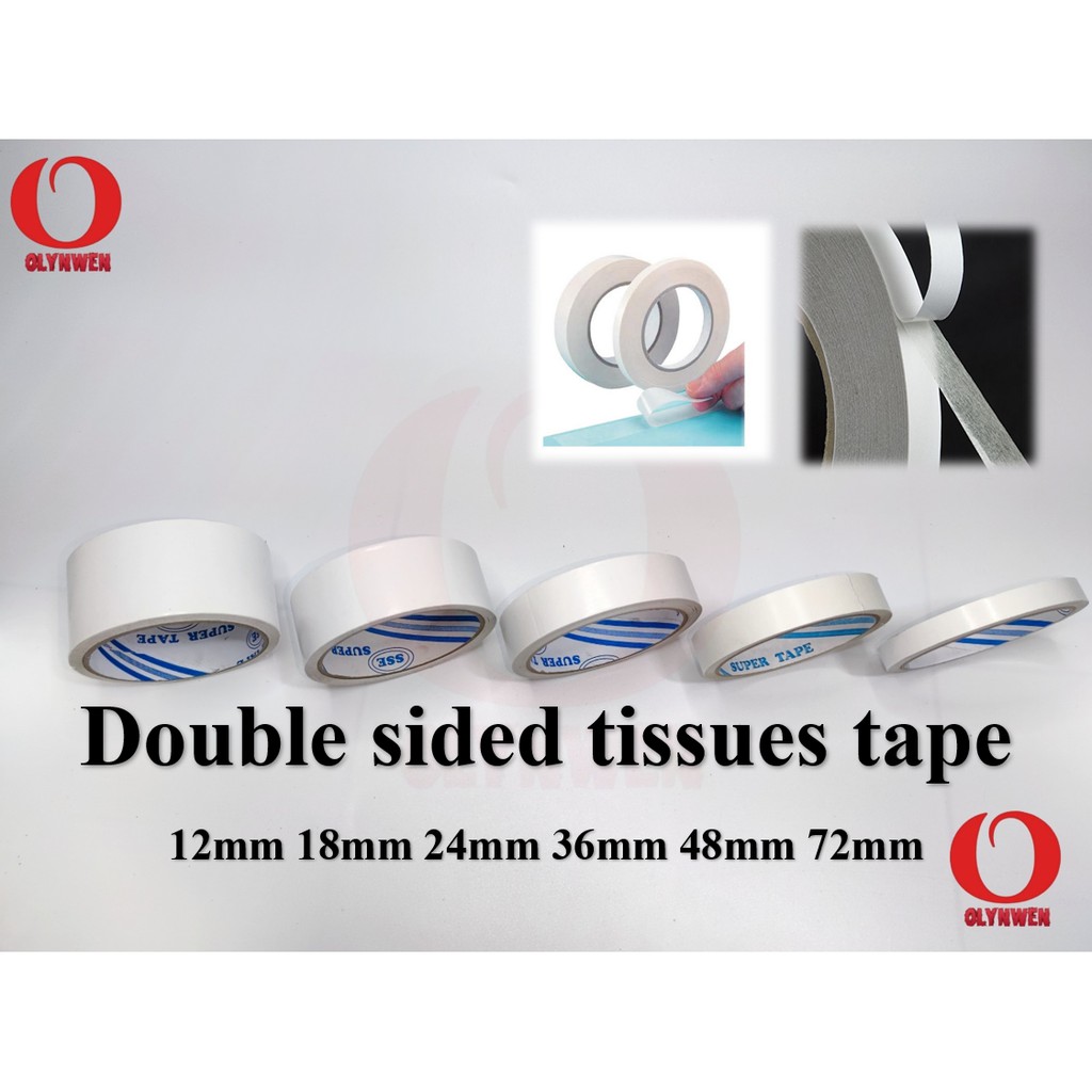 Double Sided Tissue Tape Adhesive 10meters 12mm / 18mm / 24mm / 36mm ...