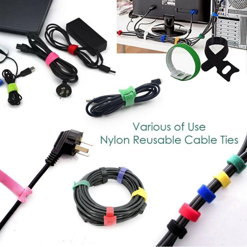 30pcs/50pcs Detachable Cable Ties Color Reusable Nylon Ties T-Type ...