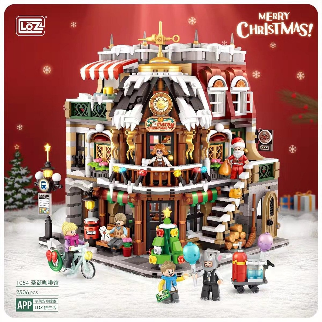 LOZ IDEAS Mini Block 1054 Christmas Coffee Shop Cafe House Building ...