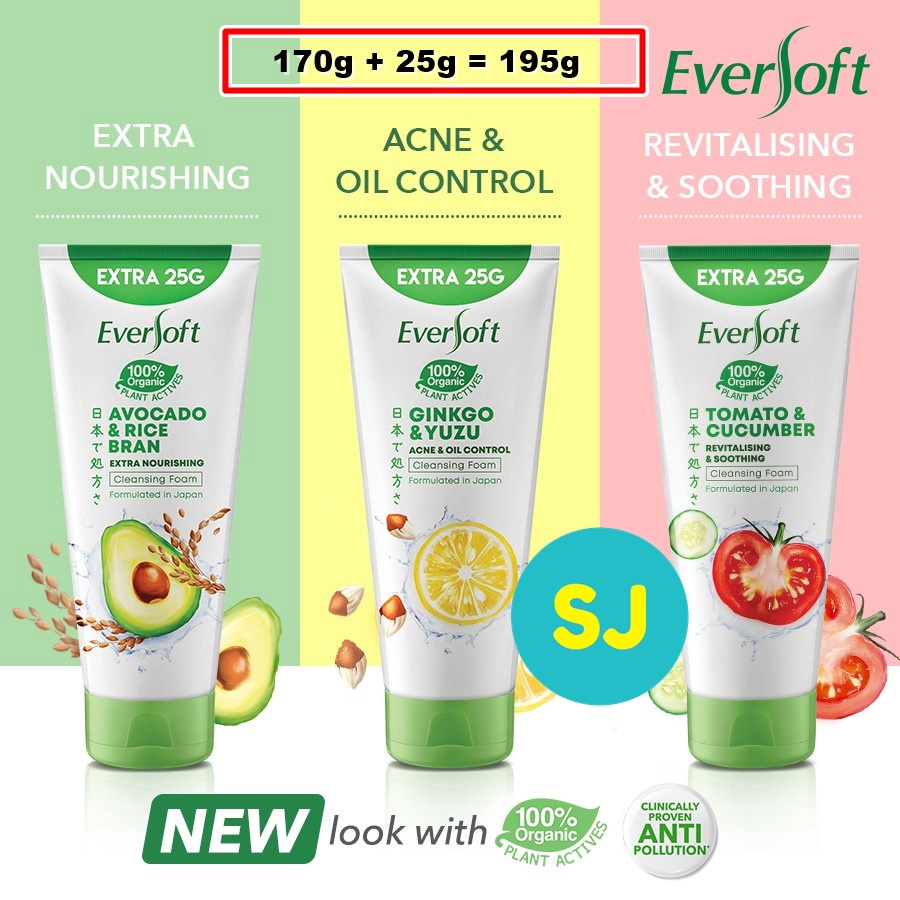 EVERSOFT Facial Cleanser / Foam 195g [EXTRA 25g] | Shopee Malaysia