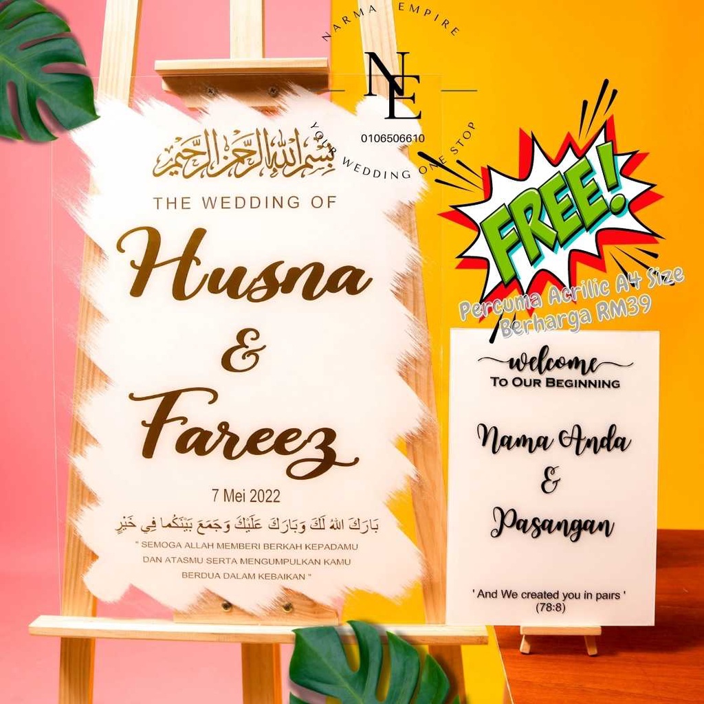 Wedding Welcome Board | Signboard Kahwin | Board Perkahwinan | Acrylic ...