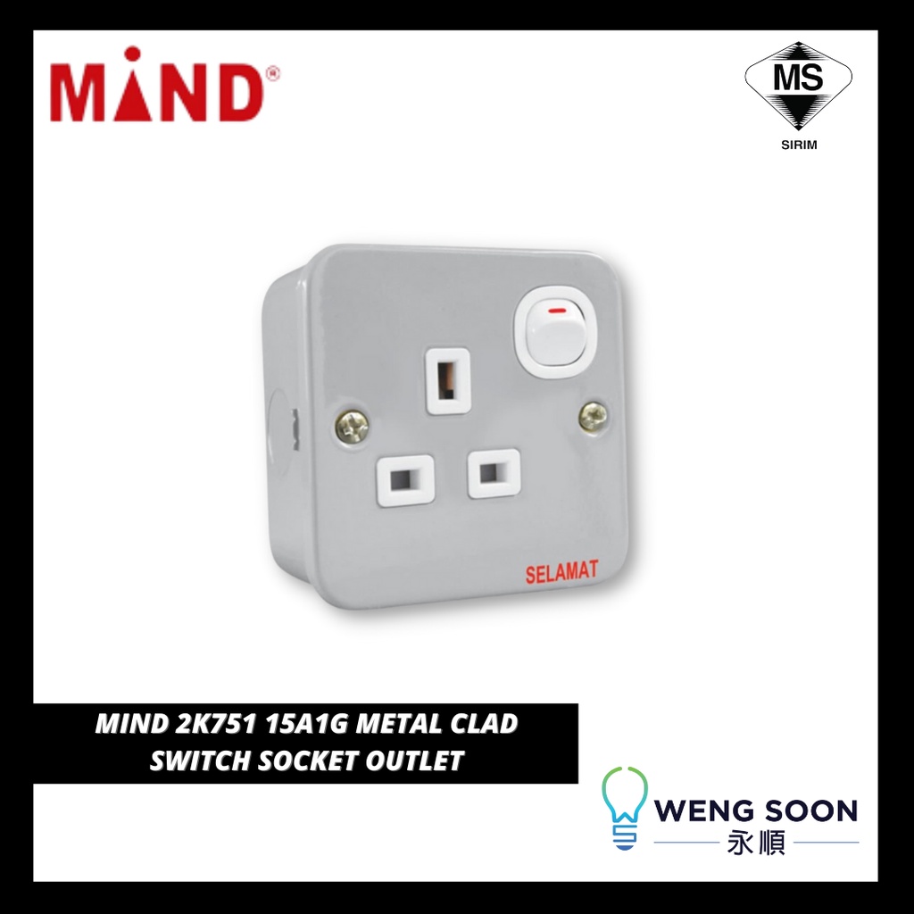 MIND SWITCH SOCKET 2K751 15A1G METAL CLAD OUTLET | Shopee Malaysia