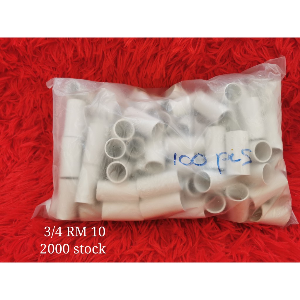 PVC Pipe Joint Fitting Socket @ Penyambung Paip / Conduit [20mm (3/4") & 25mm (1")] - (100pcs ...