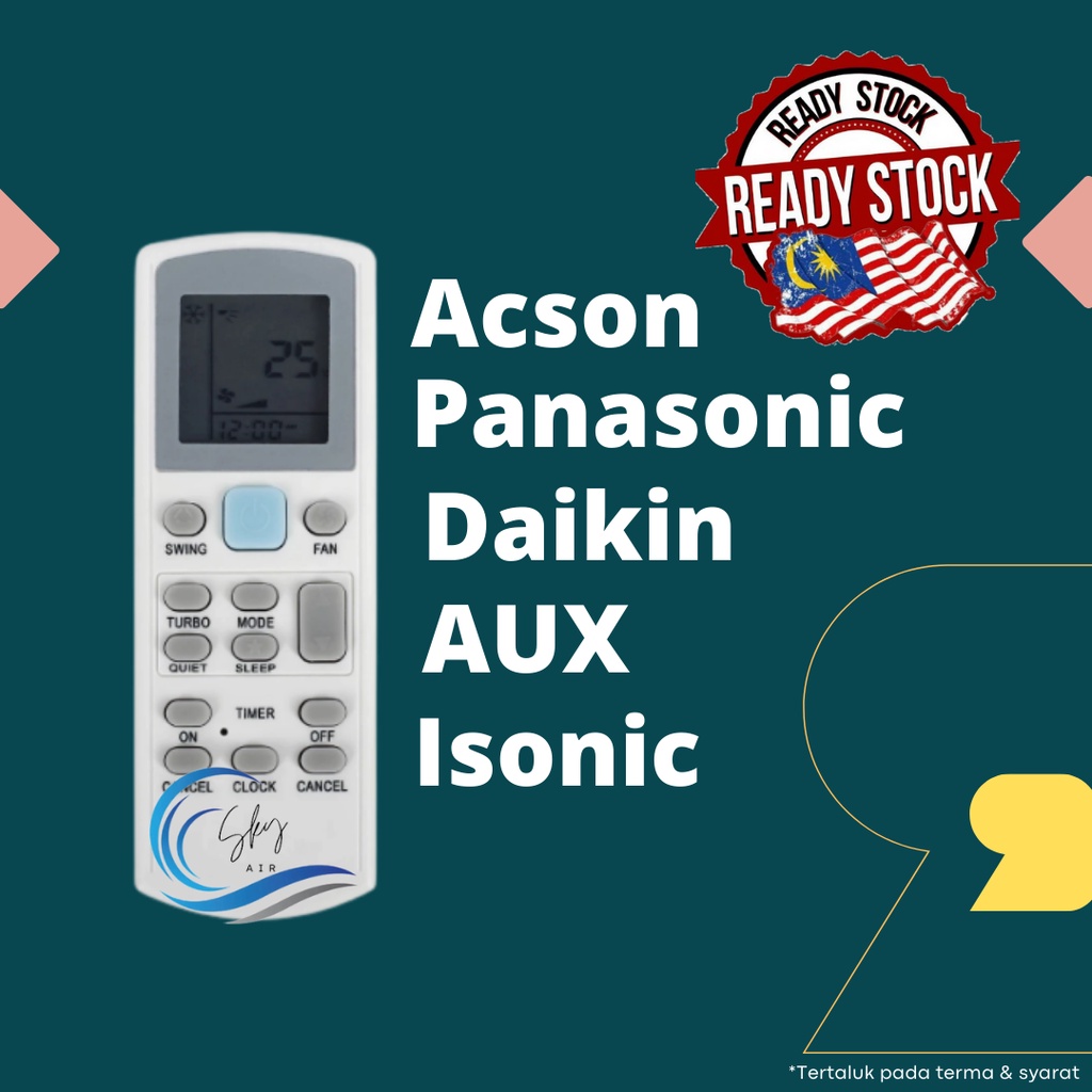 Remote Aircond Daikin Panasonic Aux Acson Isonic Midea | Shopee Malaysia