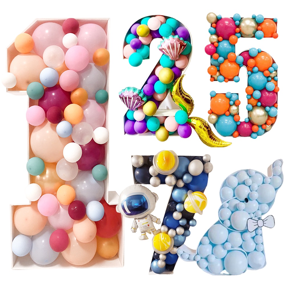 Diy Balloons Numbers Mosaic Balloon Filling Box Mosaic Number Alphabet ...